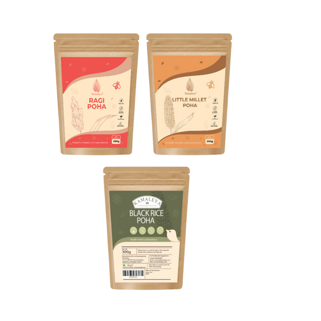 Ragi,Little ,Black rice poha combo – Kamaleya